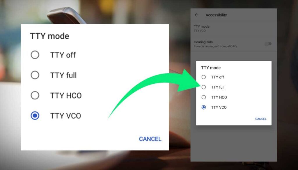 TTY and its 3 different modes in phone (Full, VCO, and HCO)