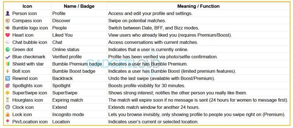 What Do All Icons and Symbols Mean on Bumble